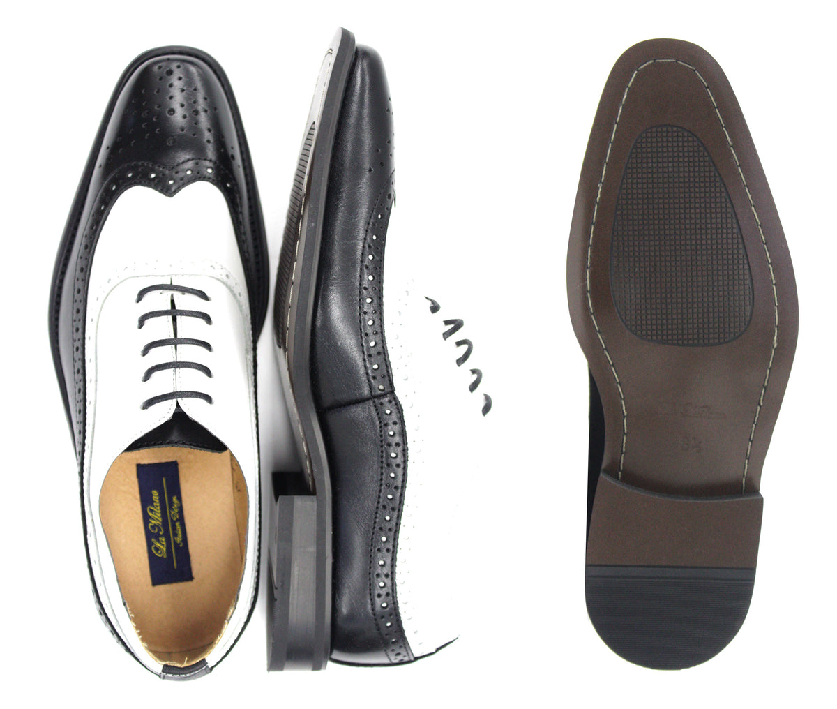 LA MILANO,WING TIP-SLIP ON-SHOES-A1721-BLK/WHT – Portabella