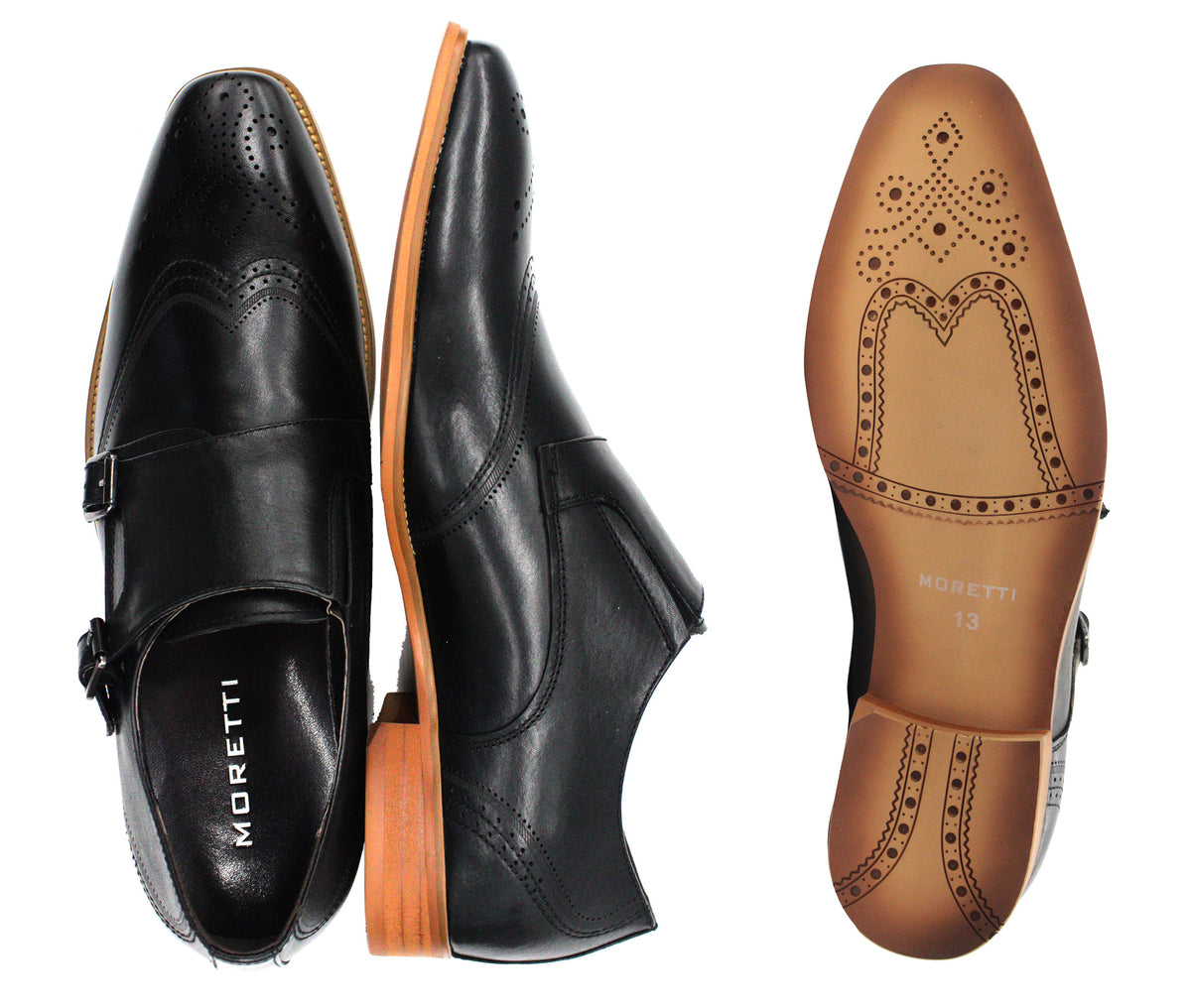 MORETTI,WING TIP-SLIP ON-SHOES-M31204-BLACK – Portabella